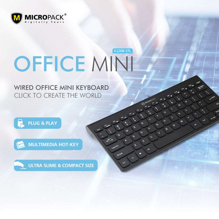 Small Wired Computer Laptop Keyboard Micropack K2208STL