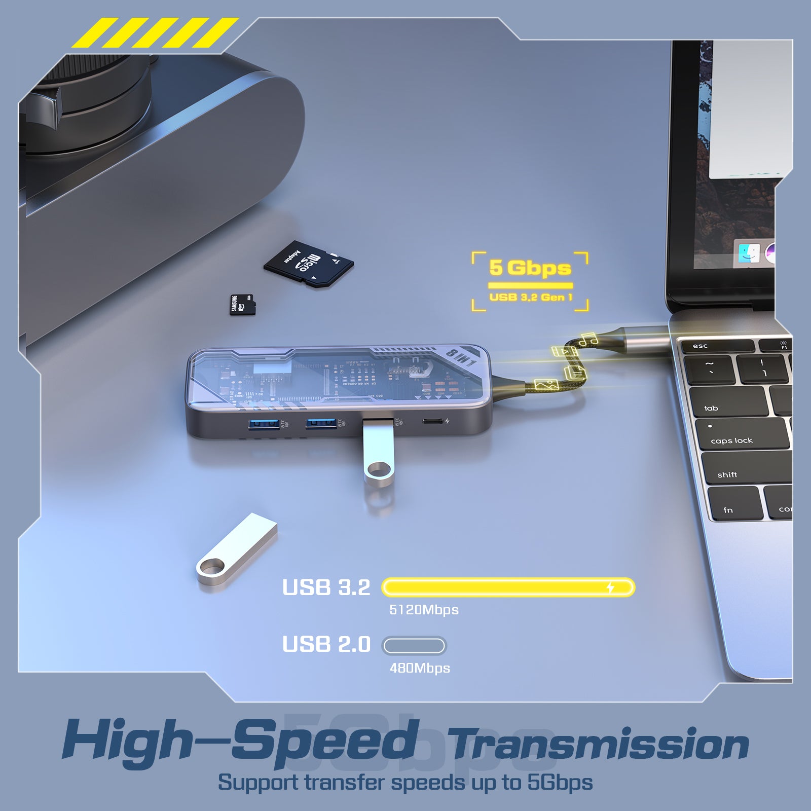 USB C Hub 8 in 1 Multiport Adapter MDC-N8T – Micropack