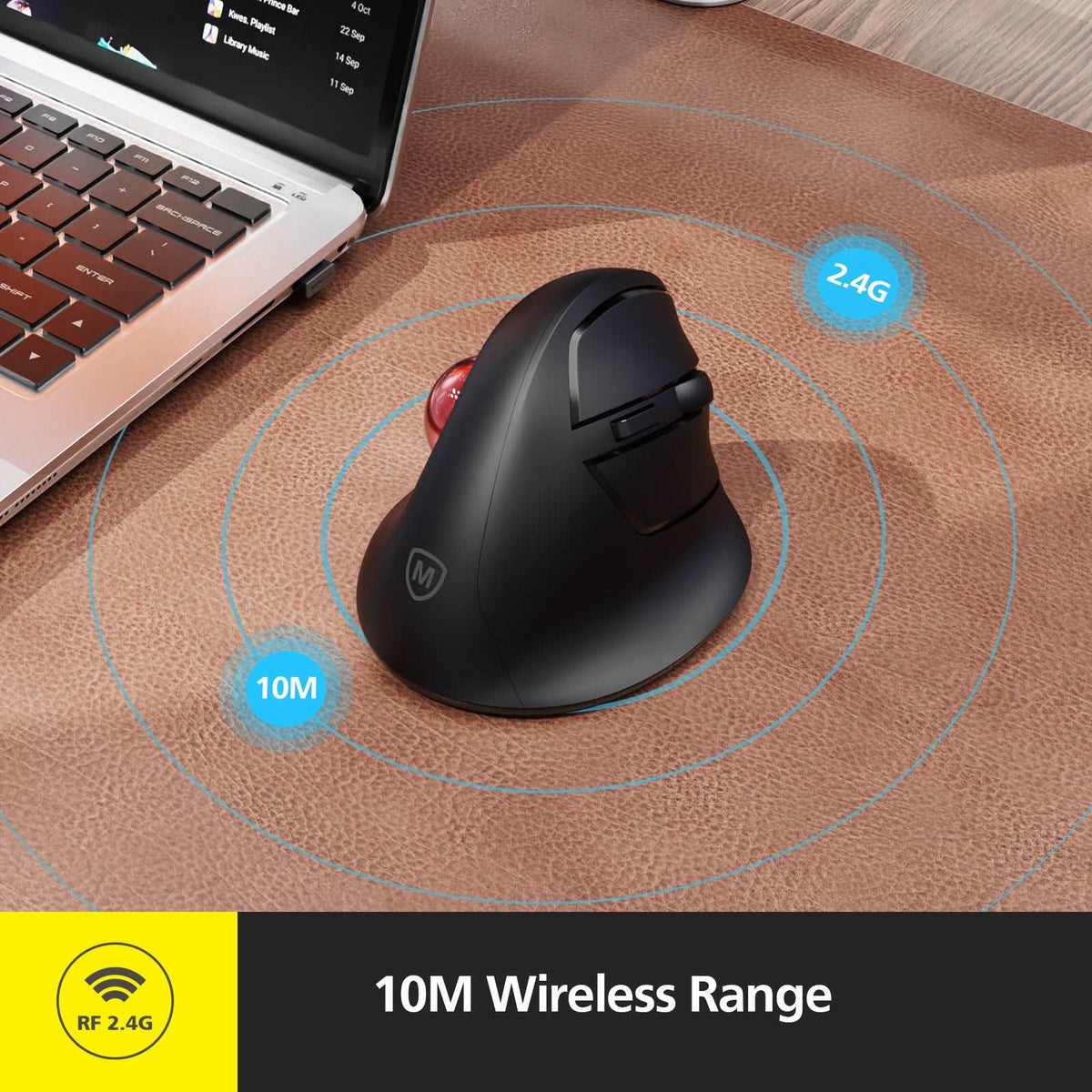 Ergonomic Vertical 2.4G USB Wireless Trackball Mouse for Computer MP ...