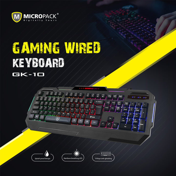 Wired LED Rainbow Backlit Gaming Keyboard GK-10 – Micropack