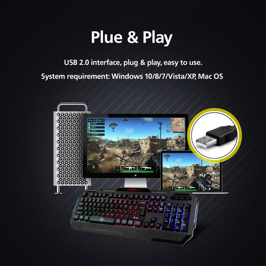 Wired LED Rainbow Backlit Gaming Keyboard GK-10 – Micropack