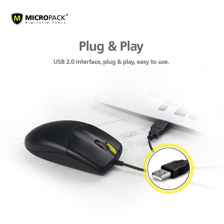 Optical Wired Computer Monitor Mouse Micropack M-106