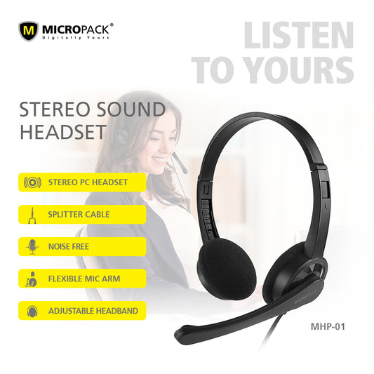 Wired Headset with Mic for Computer Micropack MHP-01