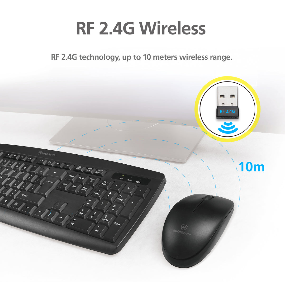 2.4G USB Computer Wireless Keyboard and Mouse Combo Micropack KM-203W