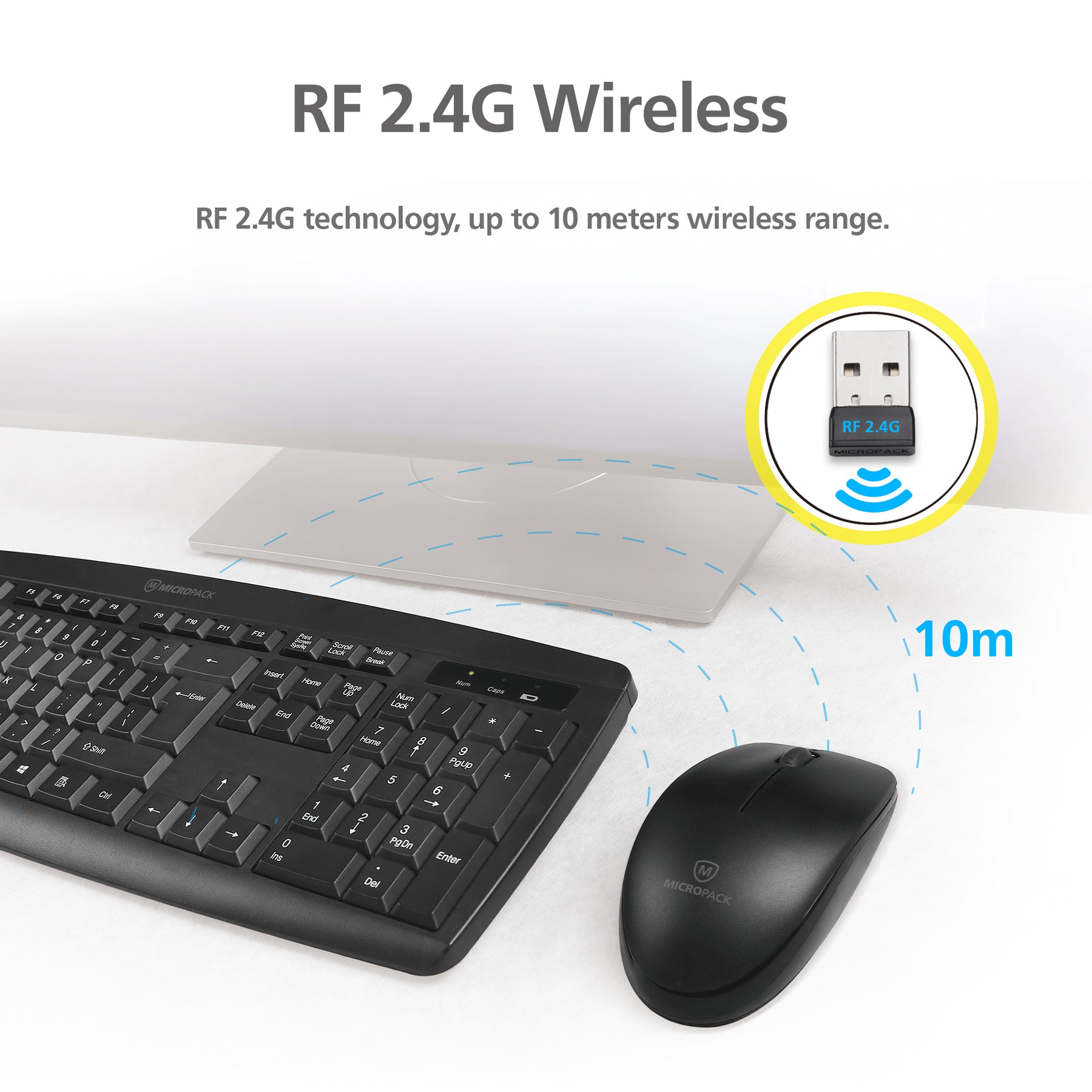 2.4G USB Computer Wireless Keyboard and Mouse Combo Micropack KM-203W