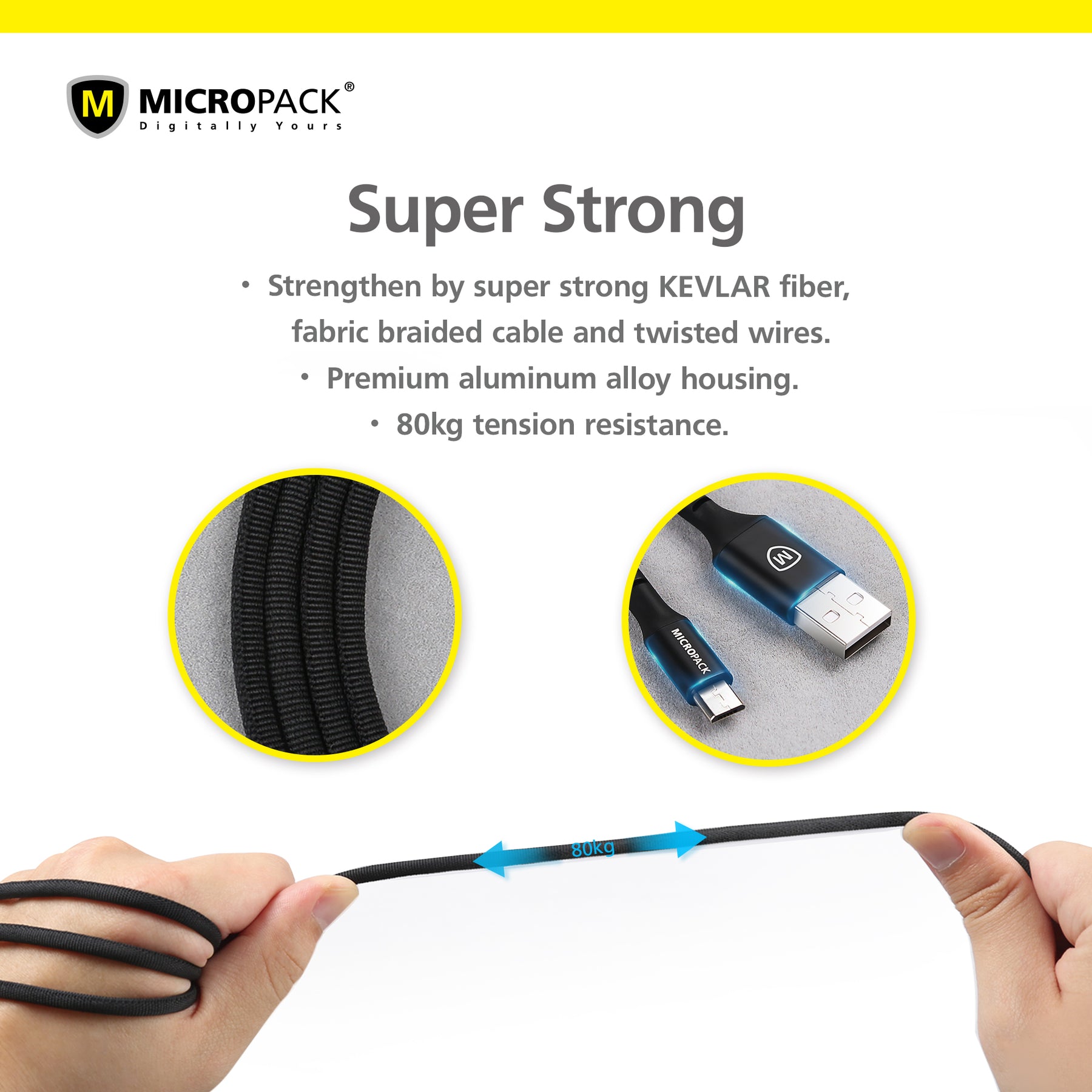 USB-A to Micro USB Charging Cable 1.5m/4.92ft Micropack MC-315