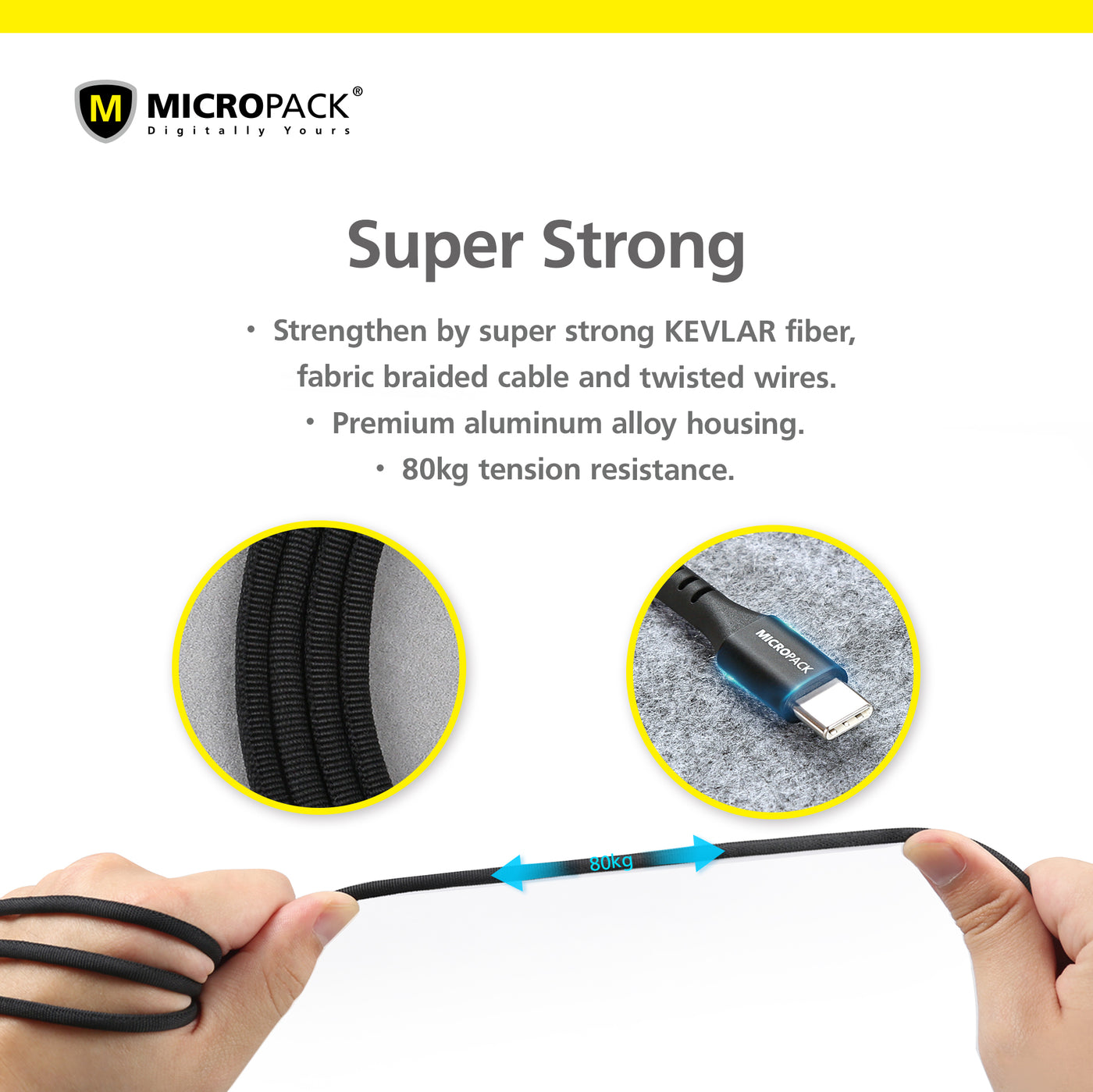 USB C to USB C Charging Cable 2m/6.56ft Micropack MC-CC23