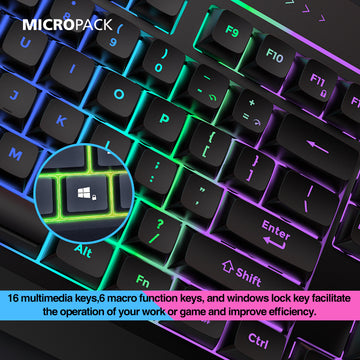 Wired Rainbow LED Backlit Gaming Keyboard Micropack GK-20