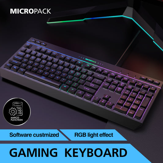 จัดหาคีย์บอร์ดเกมแบบมีสาย RGB ขายส่งคีย์บอร์ด LED MICROPACK GK-20 – Micropack