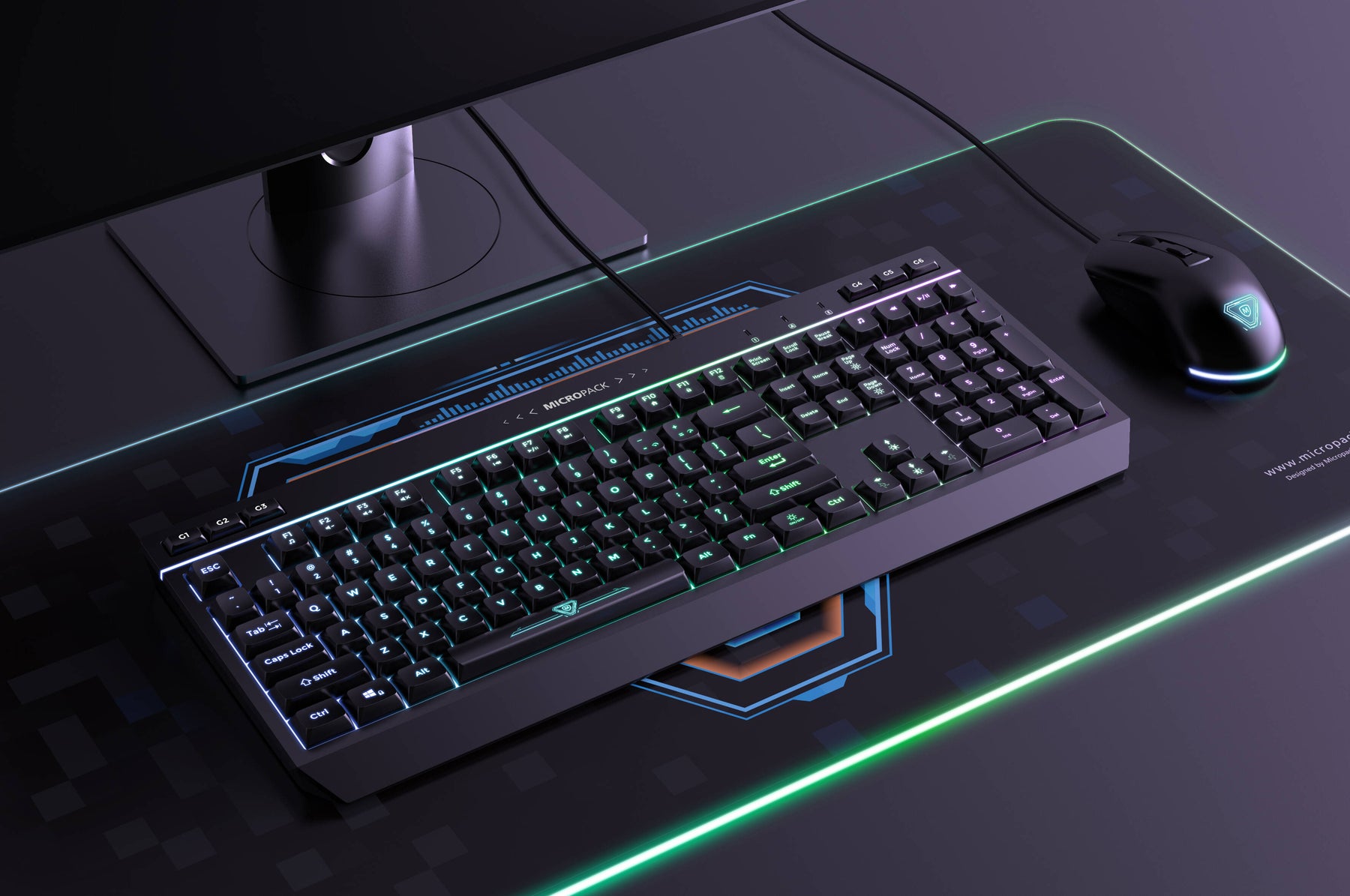 Wired Rainbow LED Backlit Gaming Keyboard Micropack GK-20