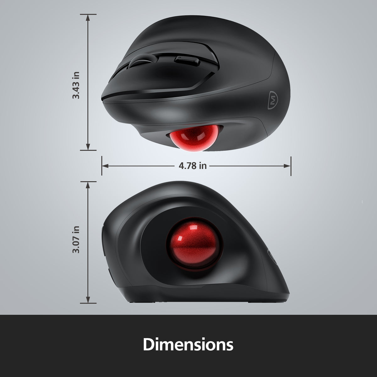 Ergonomic Vertical 2.4G USB Wireless Trackball Mouse for Computer MP ...